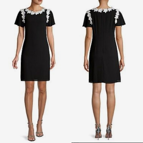 Shani | Dresses | Shani Shortsleeve Aline Georgette Dress With Floral ...